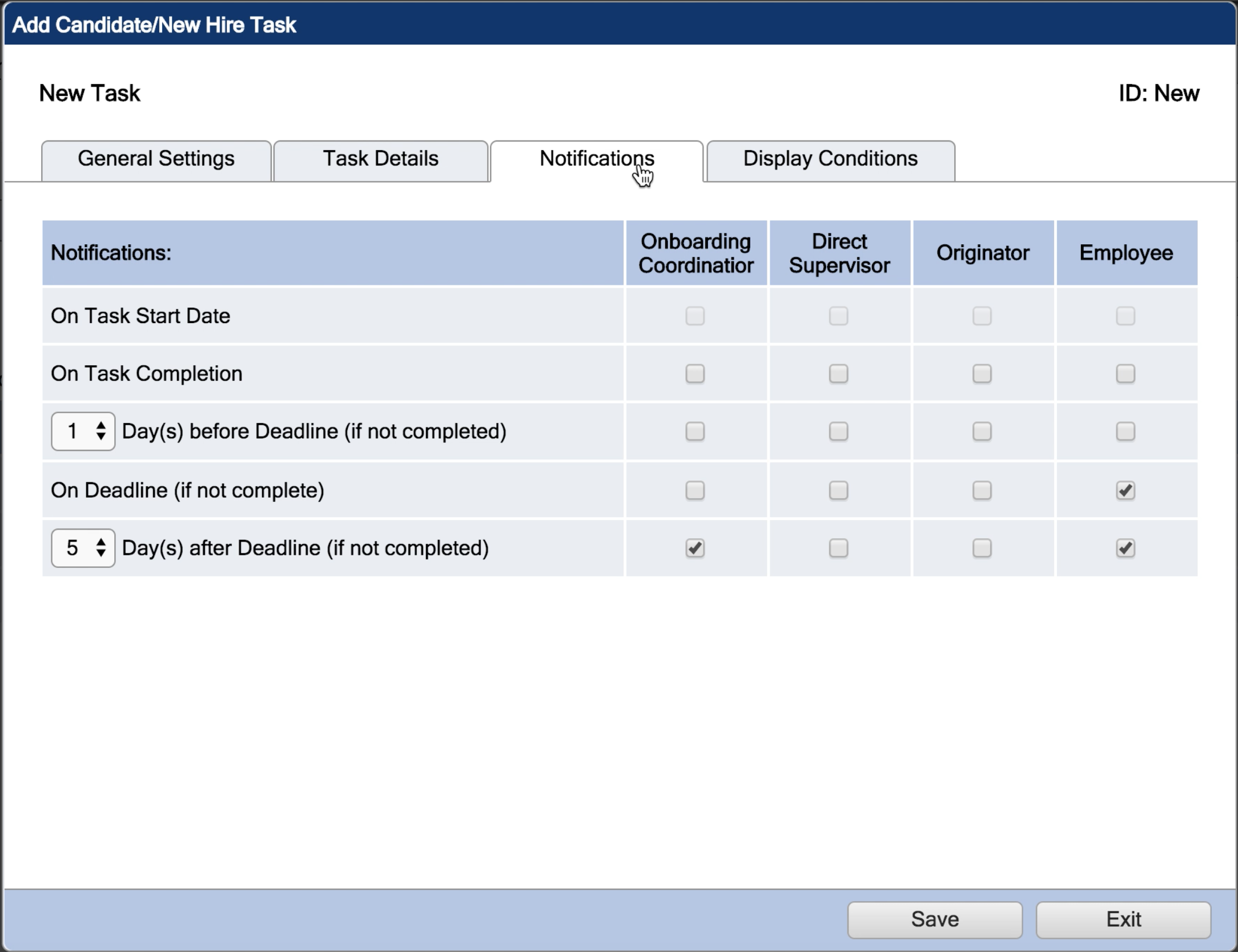 Setting up task – ExponentHR Elevate