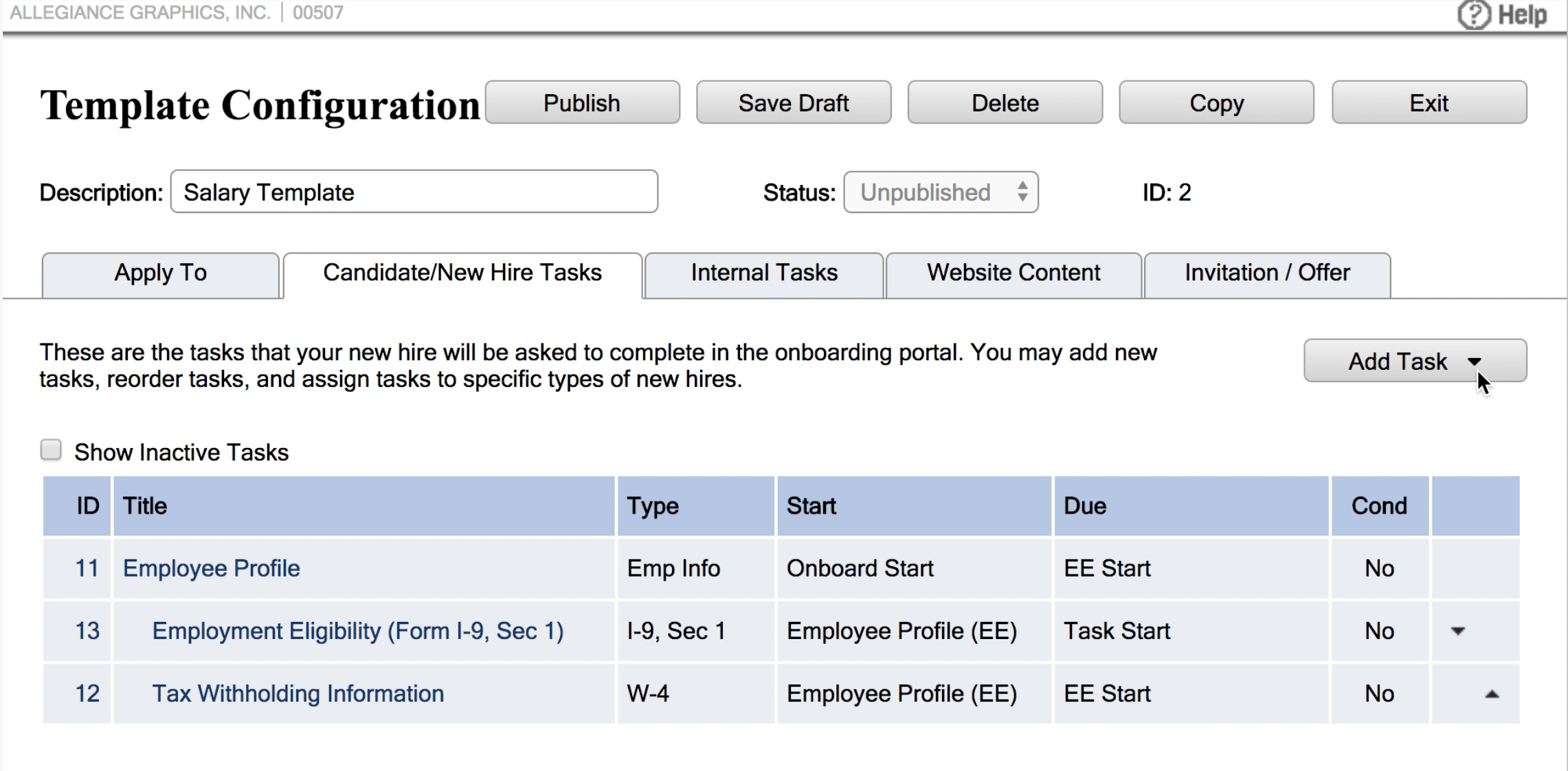 Task Types – ExponentHR Elevate