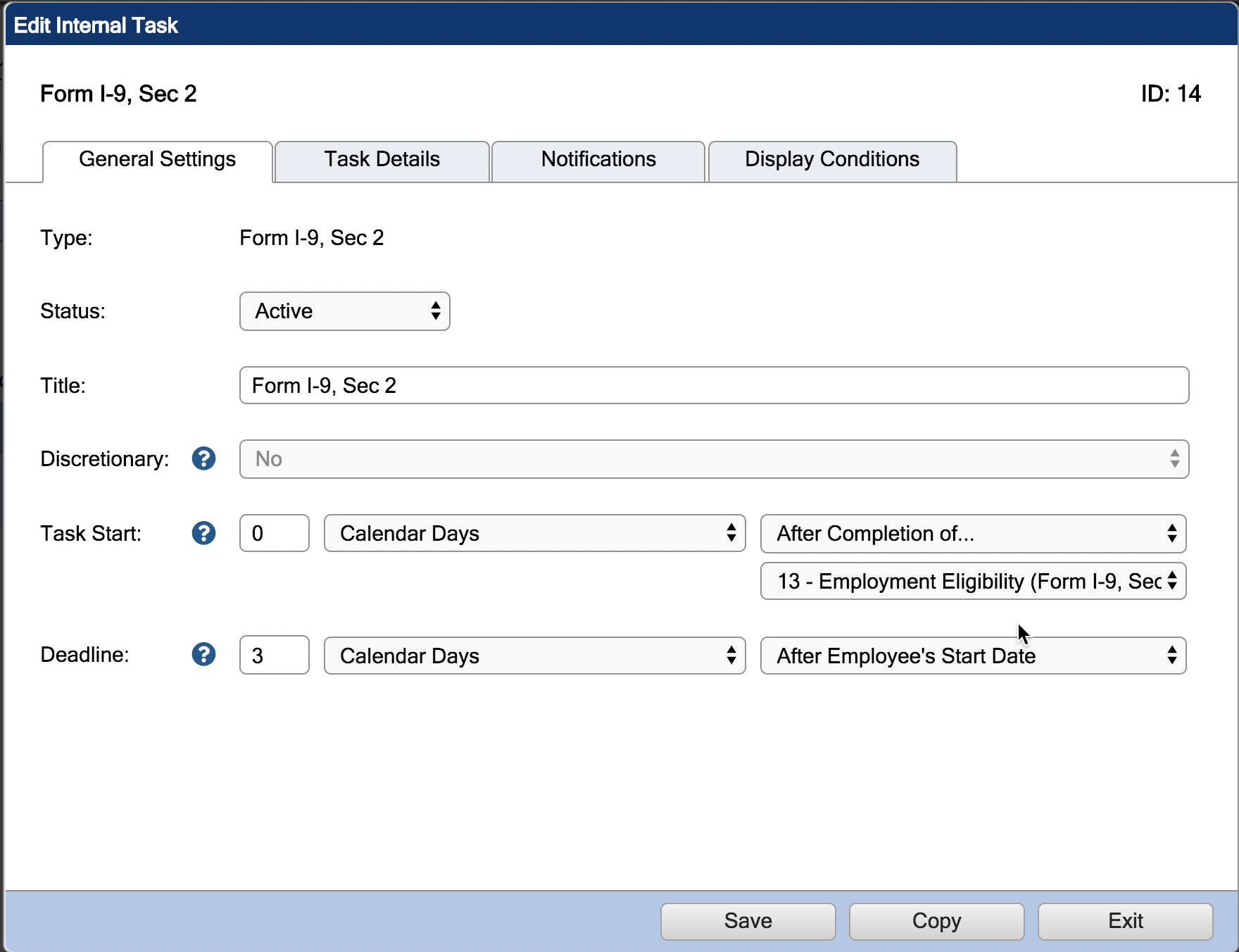 Creating internal tasks – ExponentHR Elevate