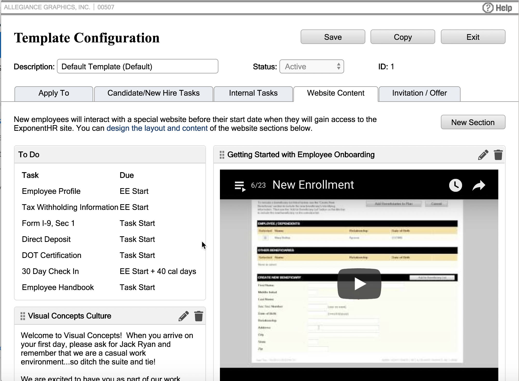 Introduction to website content – ExponentHR Elevate