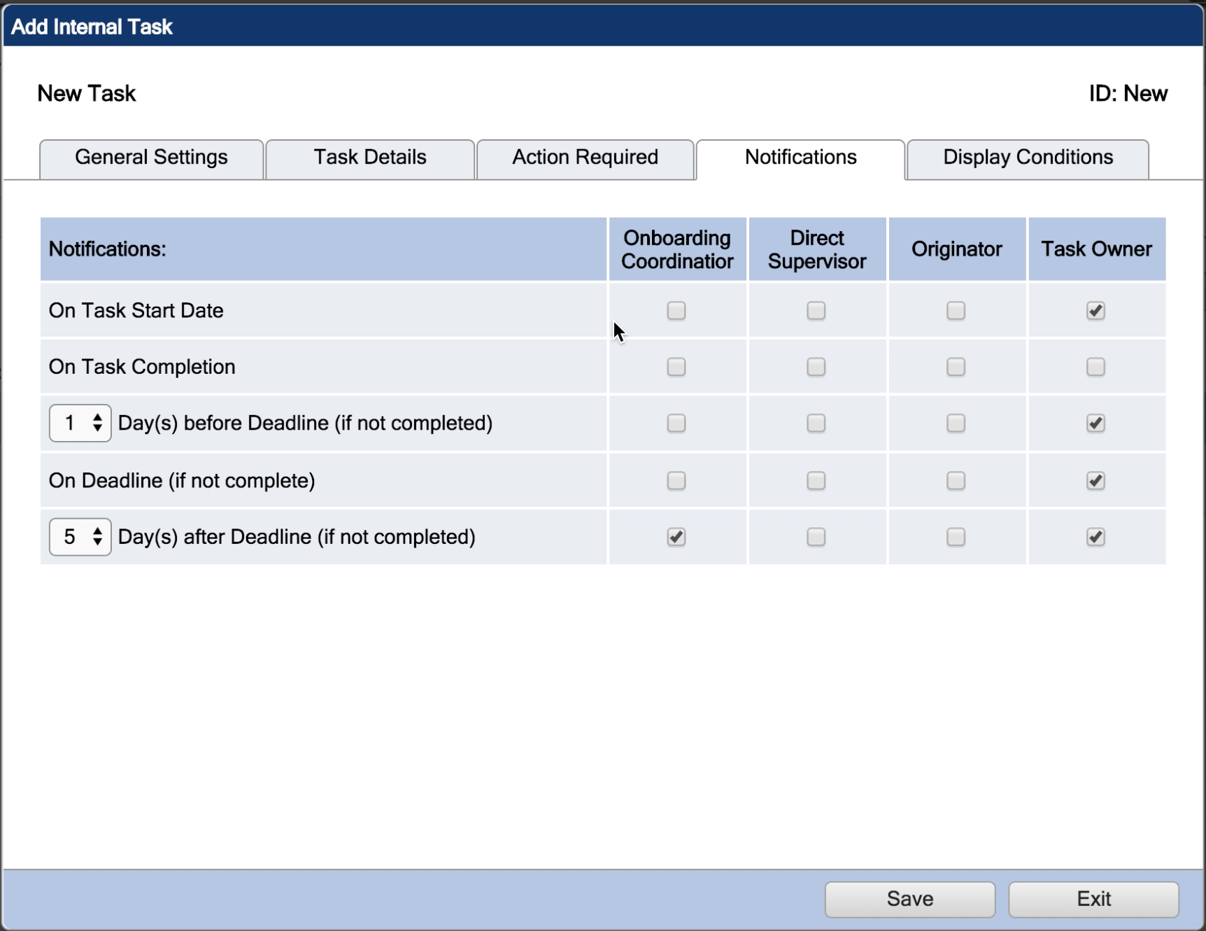 Creating internal tasks – ExponentHR Elevate