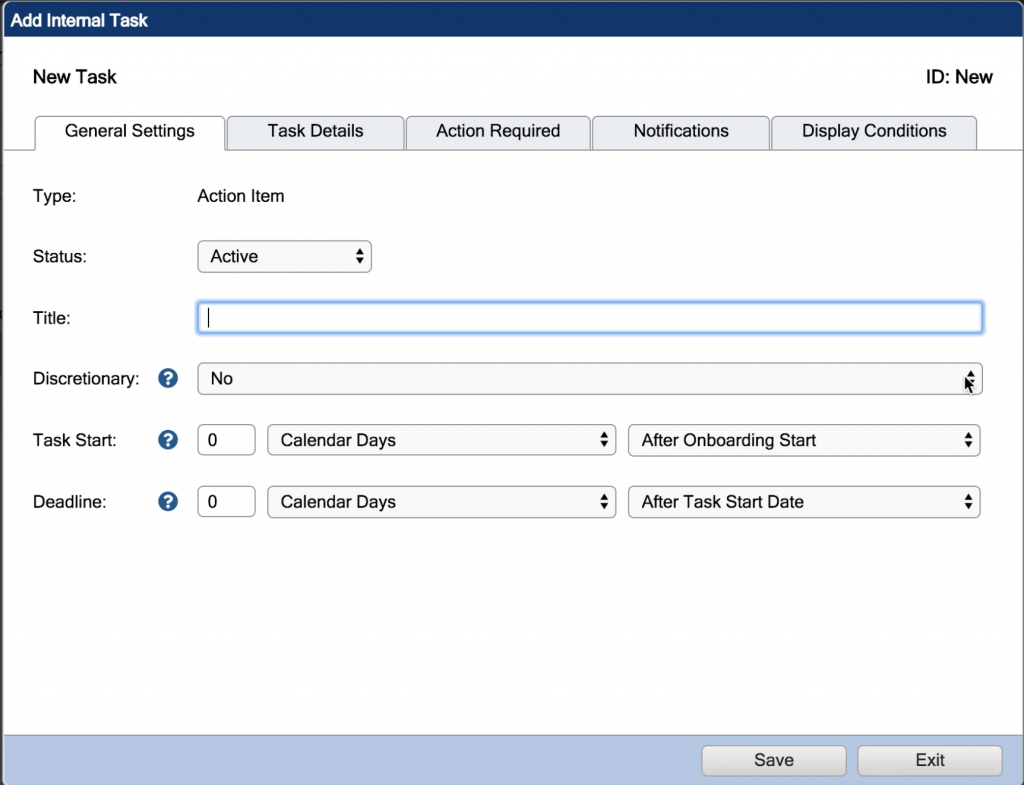 Creating internal tasks – ExponentHR Elevate