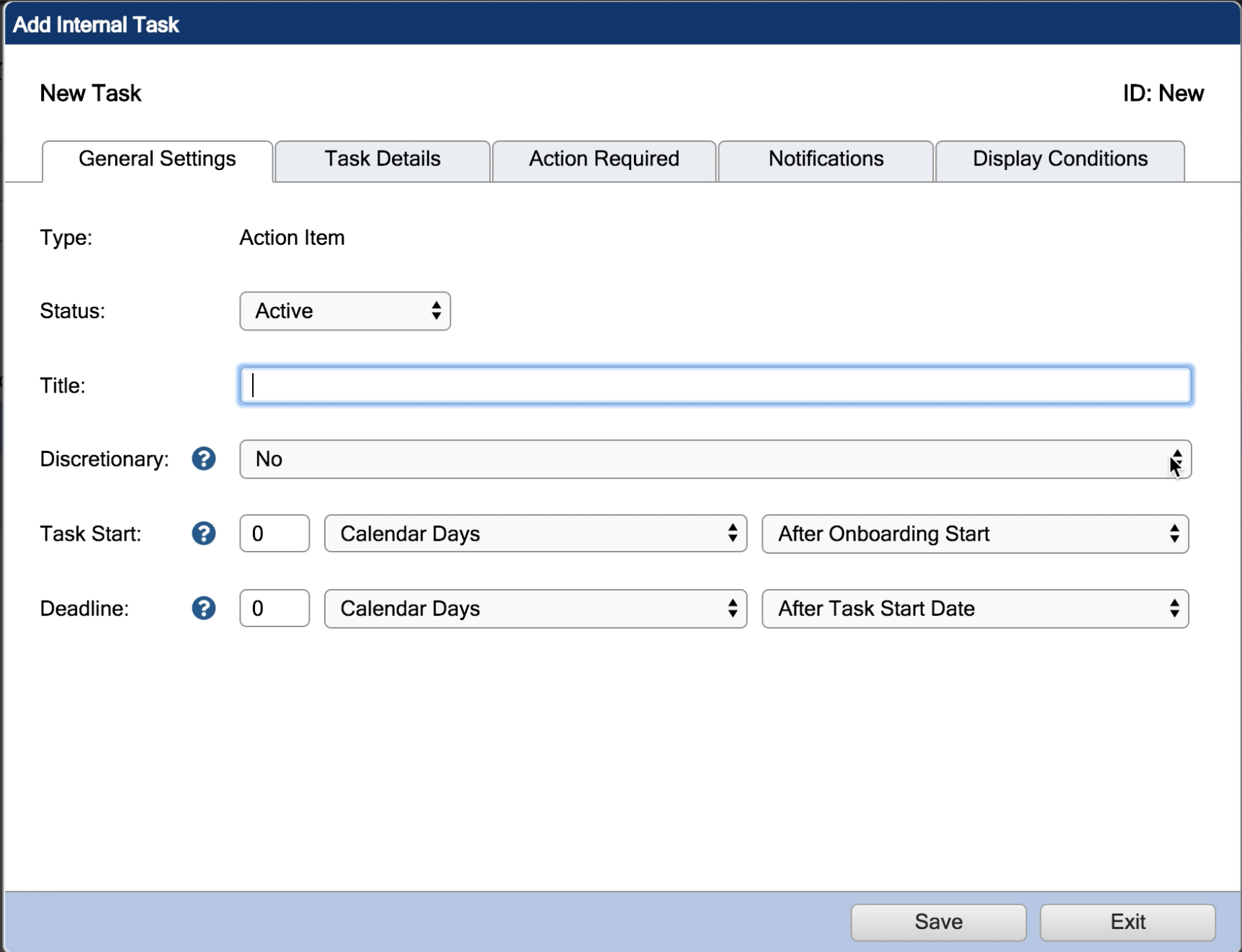 Creating internal tasks – ExponentHR Elevate