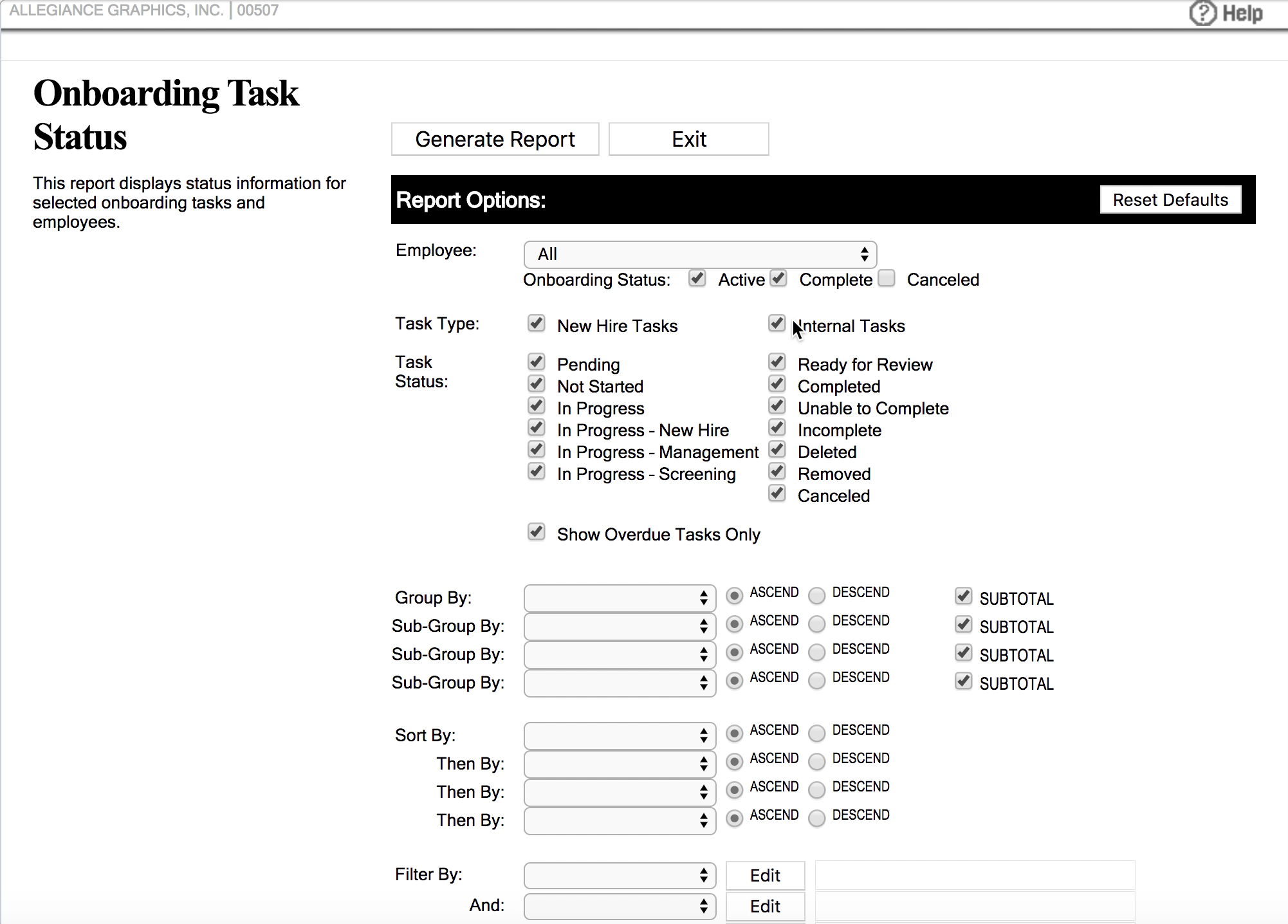 Report types – ExponentHR Elevate