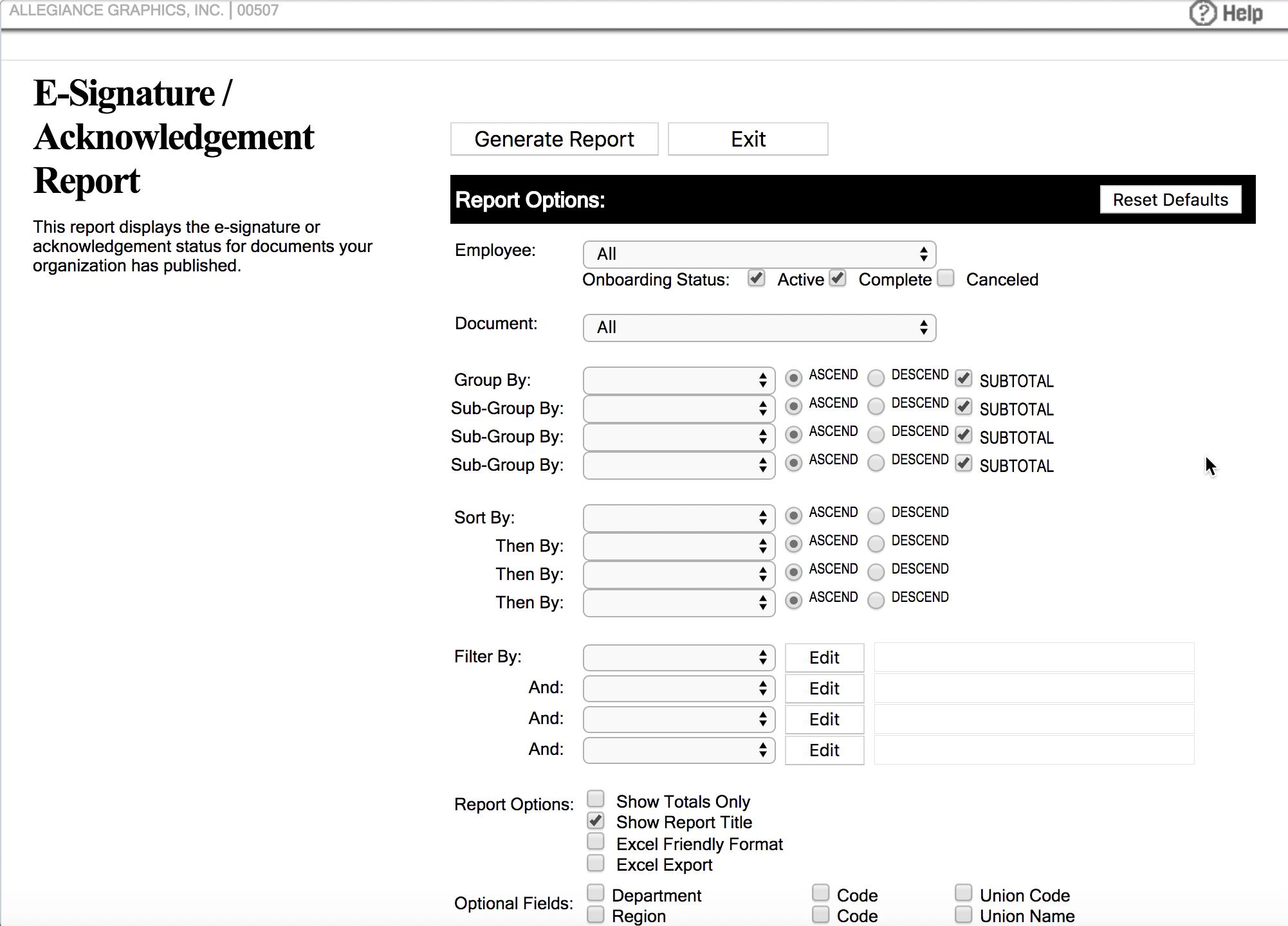 Report types – ExponentHR Elevate