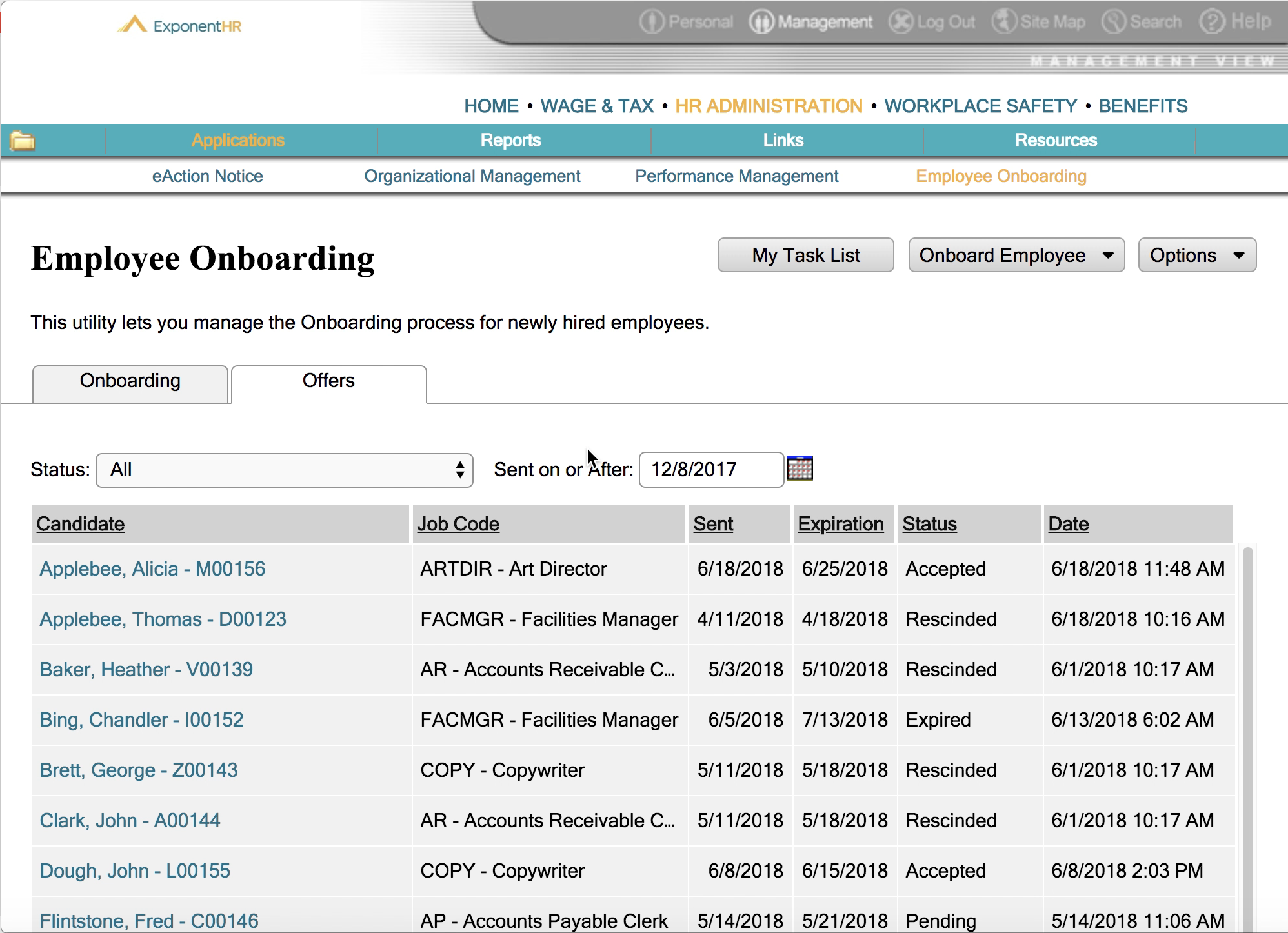 Offers – ExponentHR Elevate