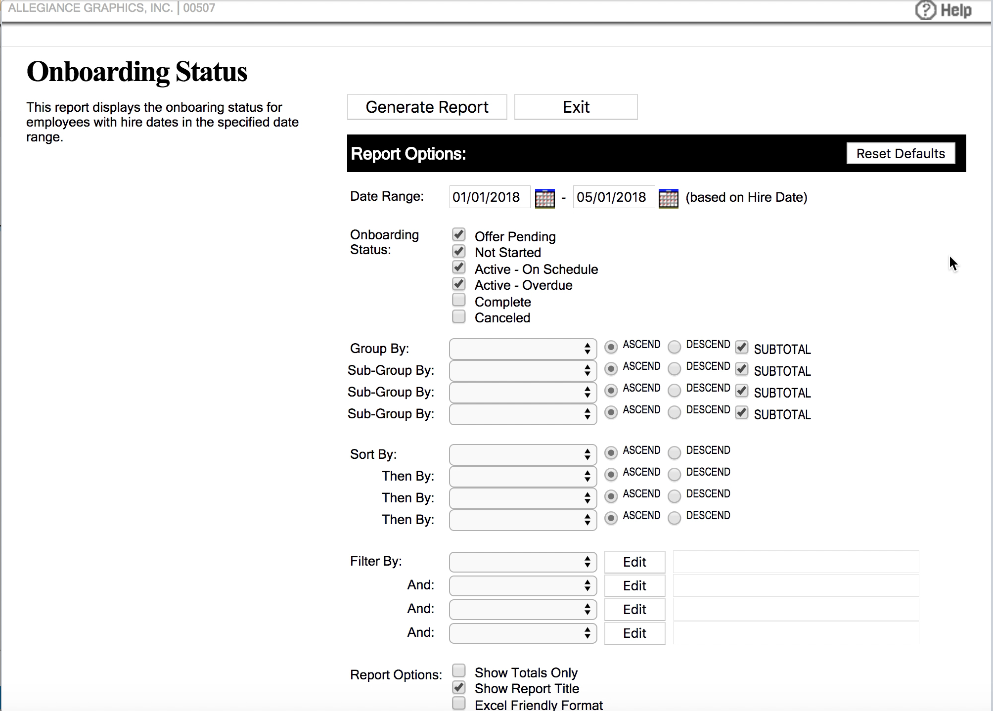 Report types – ExponentHR Elevate