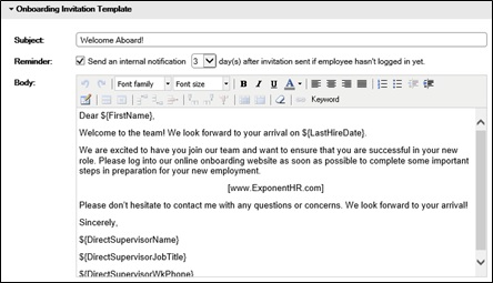 Invitation/Offer – ExponentHR Elevate