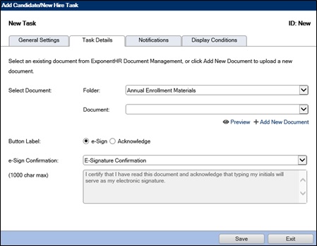 Candidate/New Hire Tasks – ExponentHR Elevate