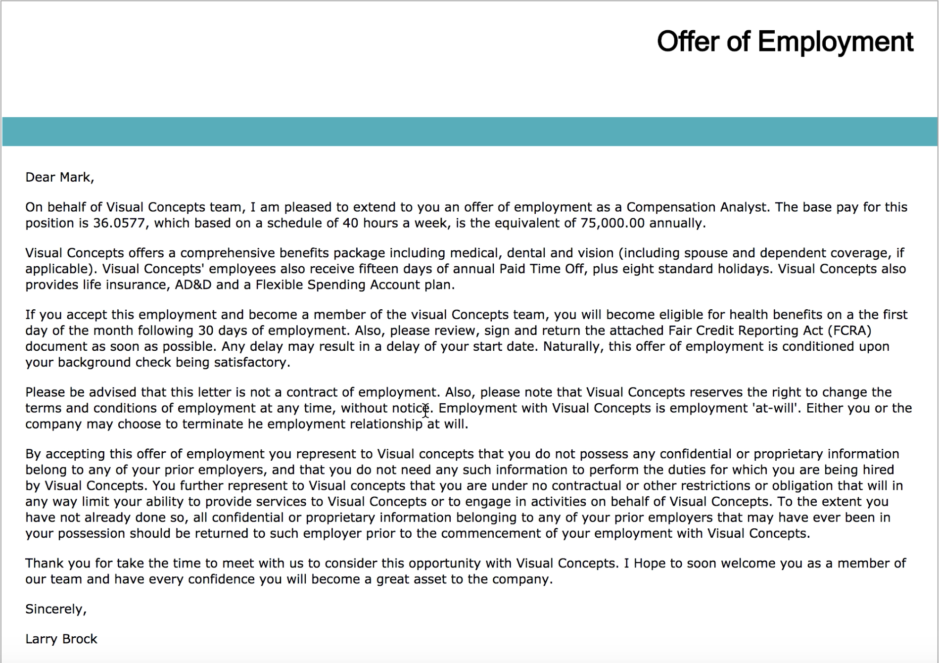 Offer Letter Acceptance – ExponentHR Elevate