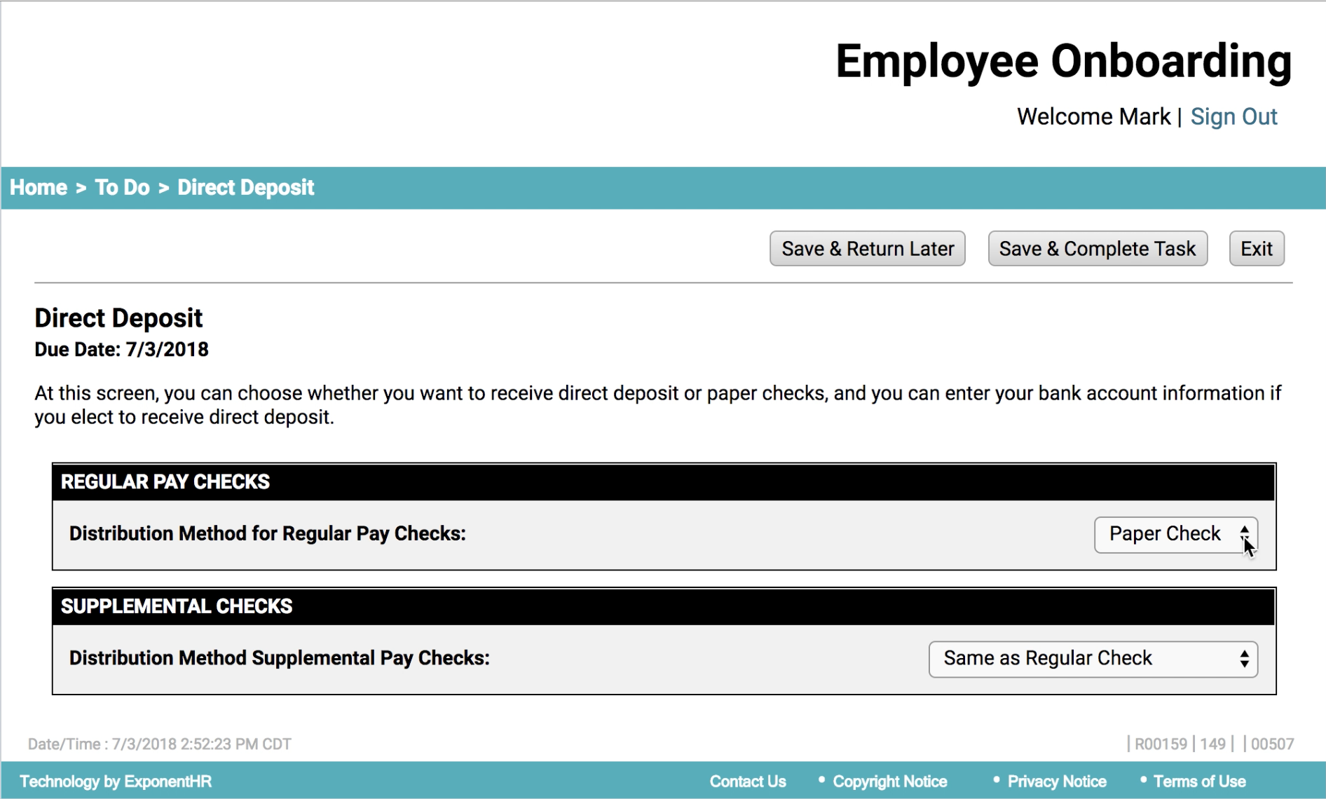 Candidate dashboard navigation – ExponentHR Elevate