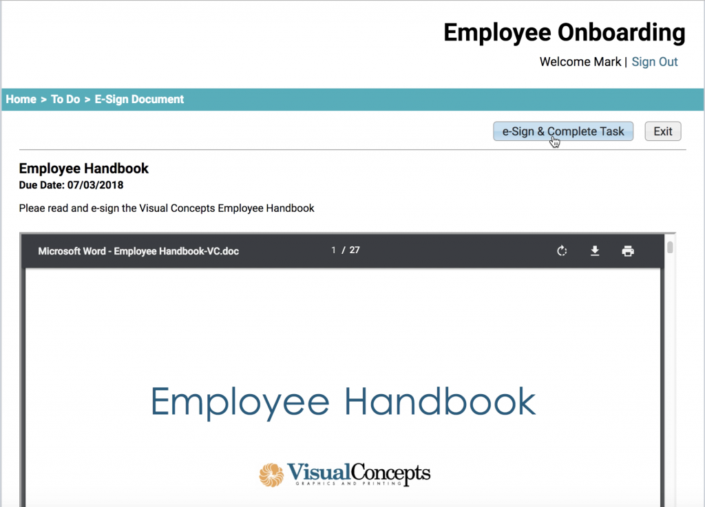 Candidate dashboard navigation – ExponentHR Elevate