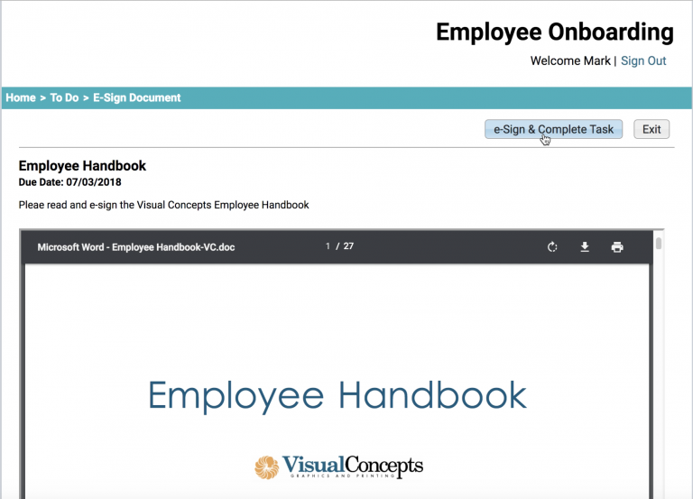 Candidate dashboard navigation – ExponentHR Elevate